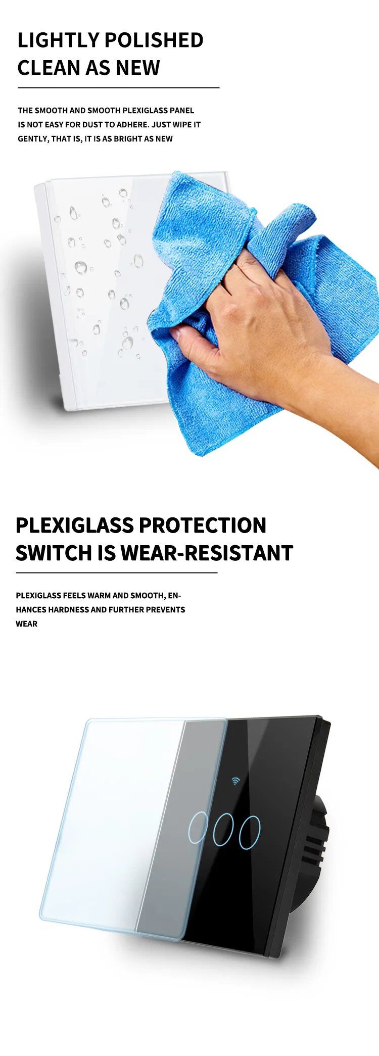 Wholesales Factory Price Wireless Touch Wall Switch Rf 433mhz Control ...