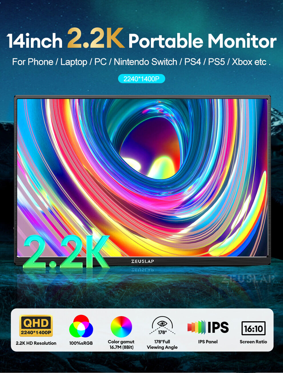 14 Inch Thin Gaming Touch Screen 2.2k 144hz 120hz Hdr Ips Anti-blue ...