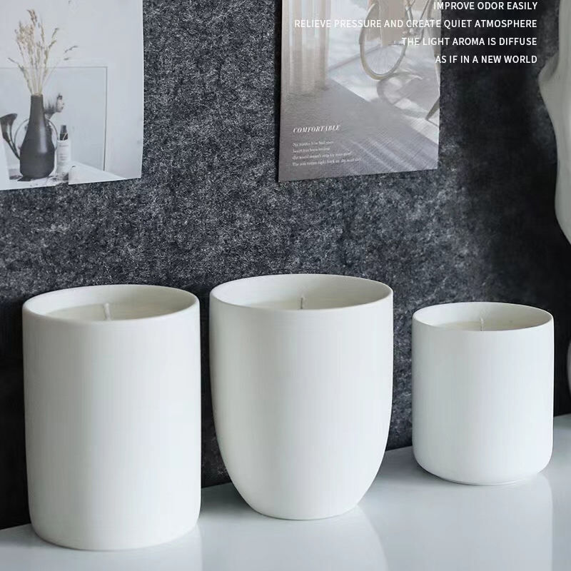 Fresh Light Green Gradient Color Glaze Ceramic Candle Jar With Wooden ...