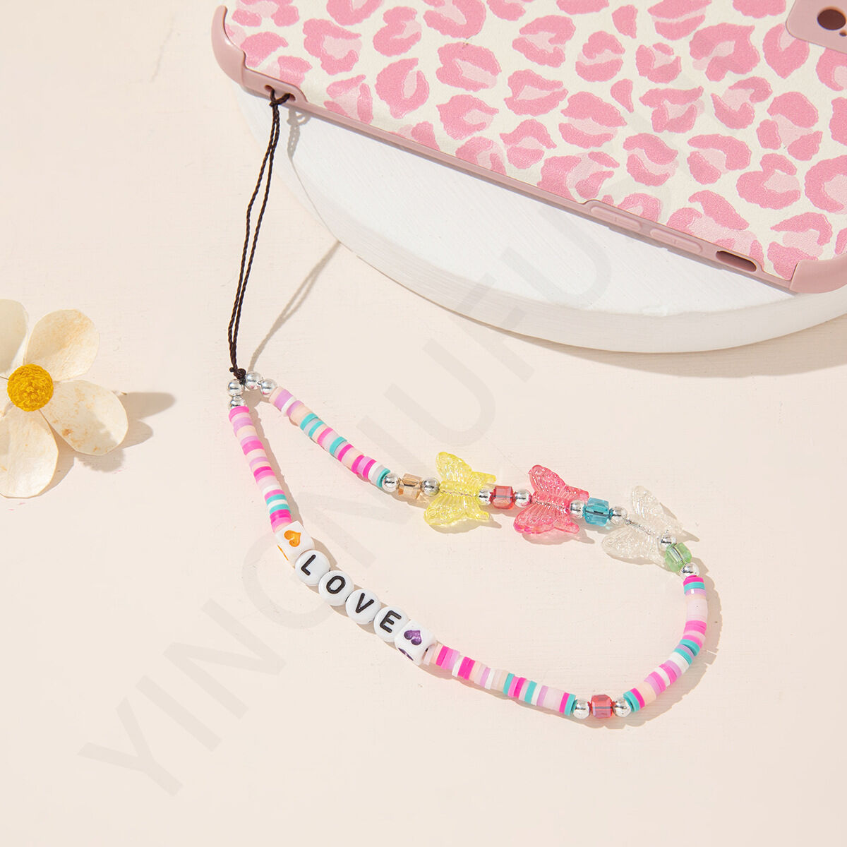 Bohemian Wind Rainbow Acrylic Mobile Phone Lanyard Short Anti-loss ...