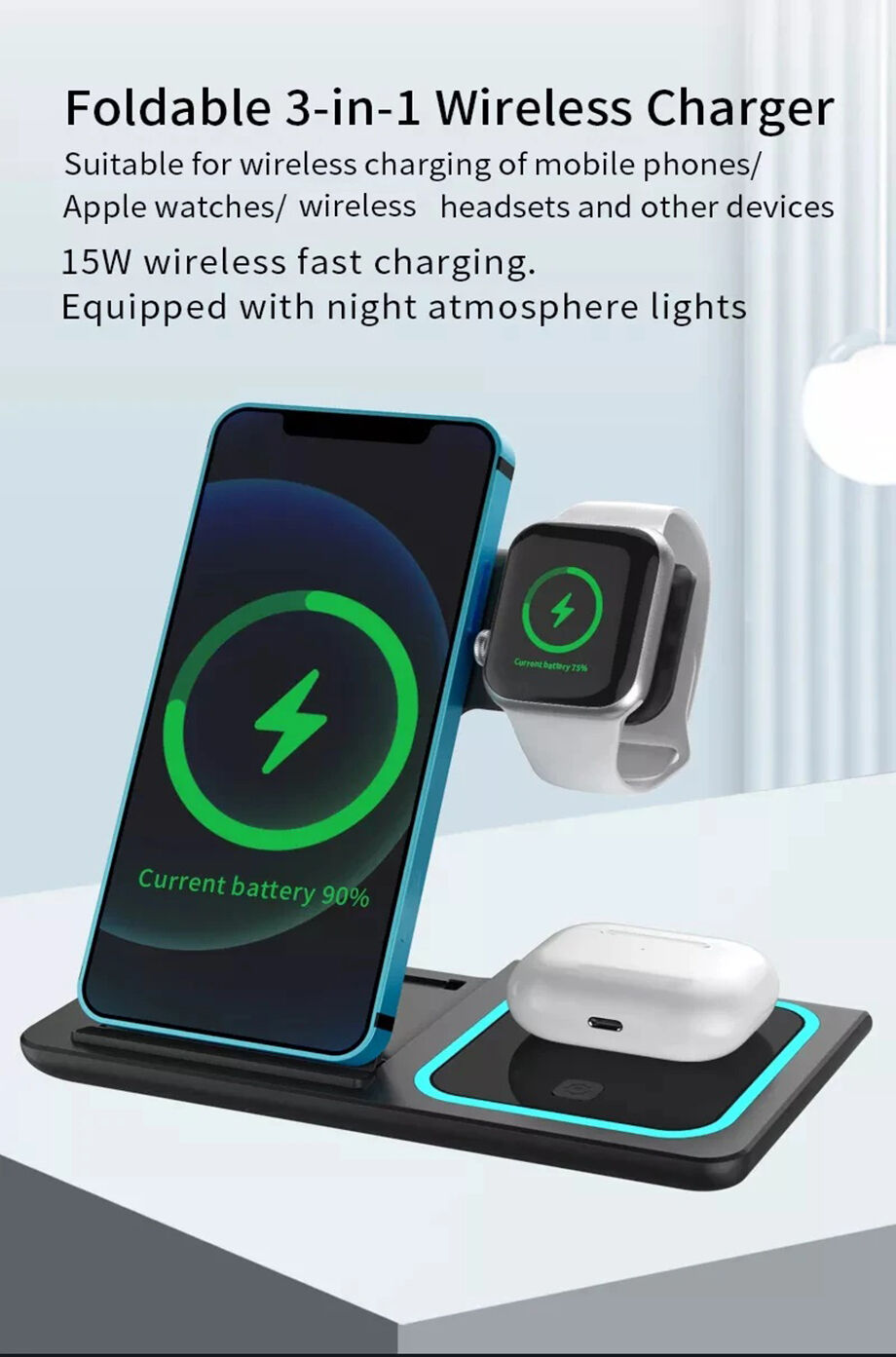 New Trending Product Foldable Design 3 In 1 Multifunctional Wireless ...