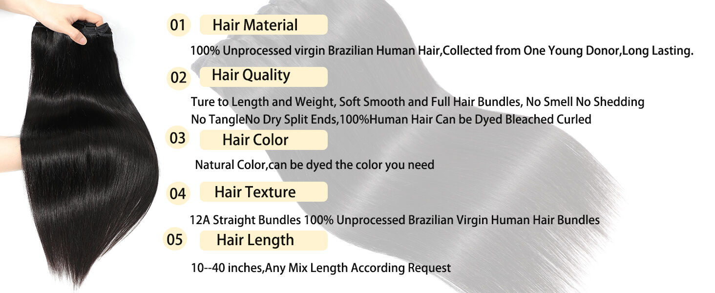 Straight Human Hair Bundles 40 Inch Bundles Human Hair 100% Unprocessed ...