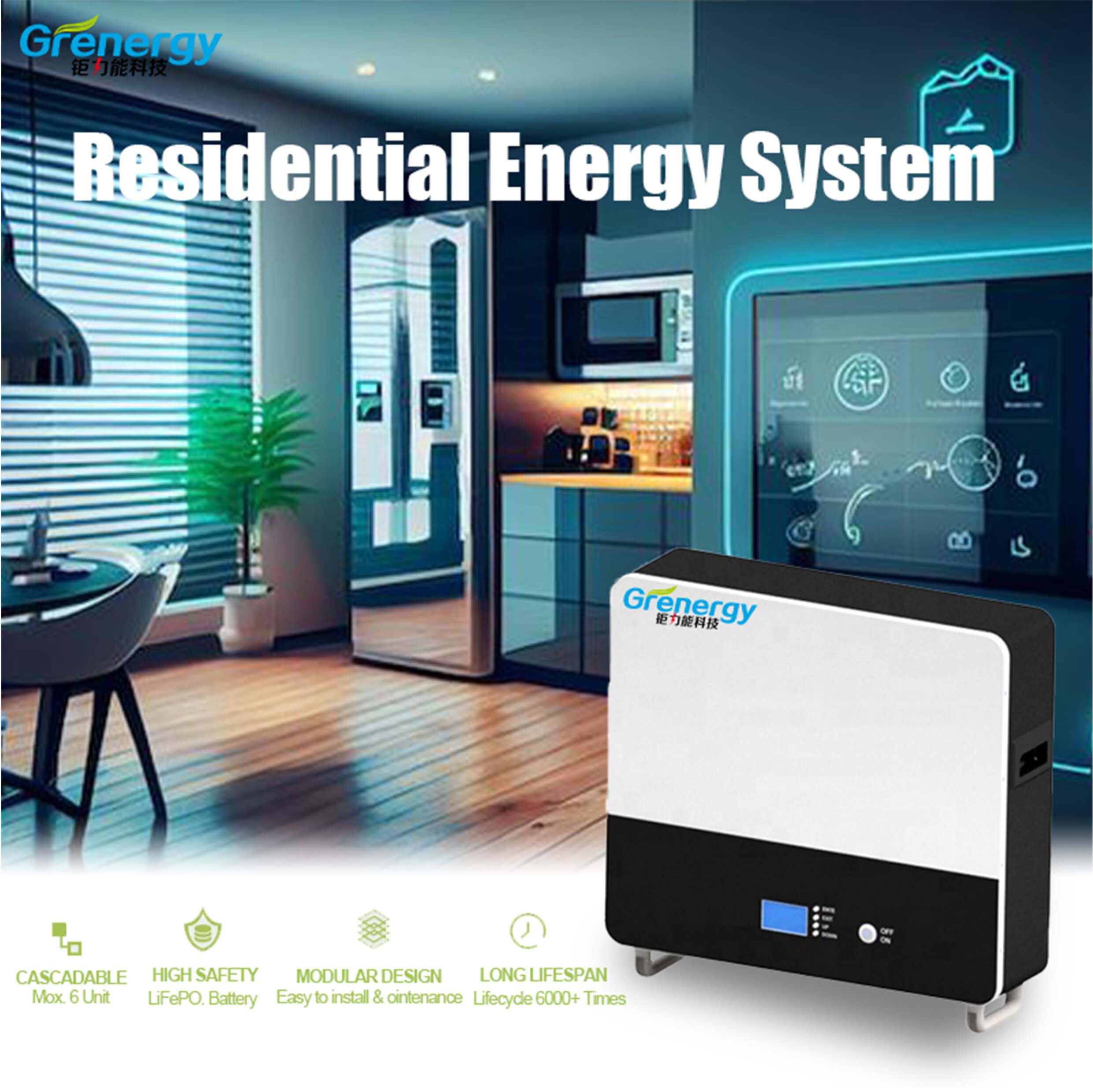 Powerwall Home Battery 51.2v 100ah Lifepo4 Solar Storage Batteries Wall ...