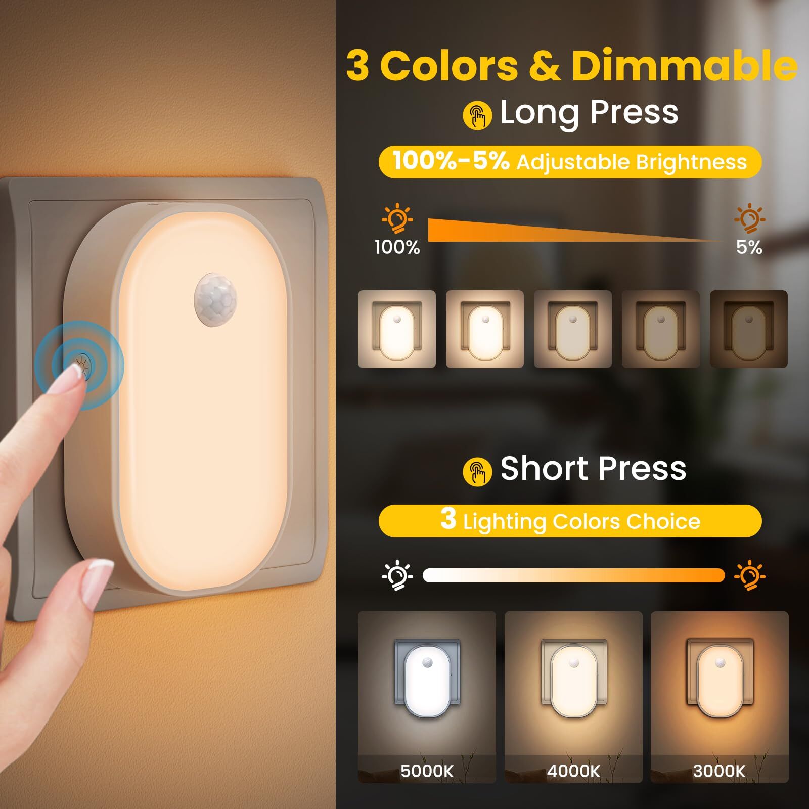 Buy Wholesale China Night Light Socket With Motion Sensor, Pack Of 2 ...