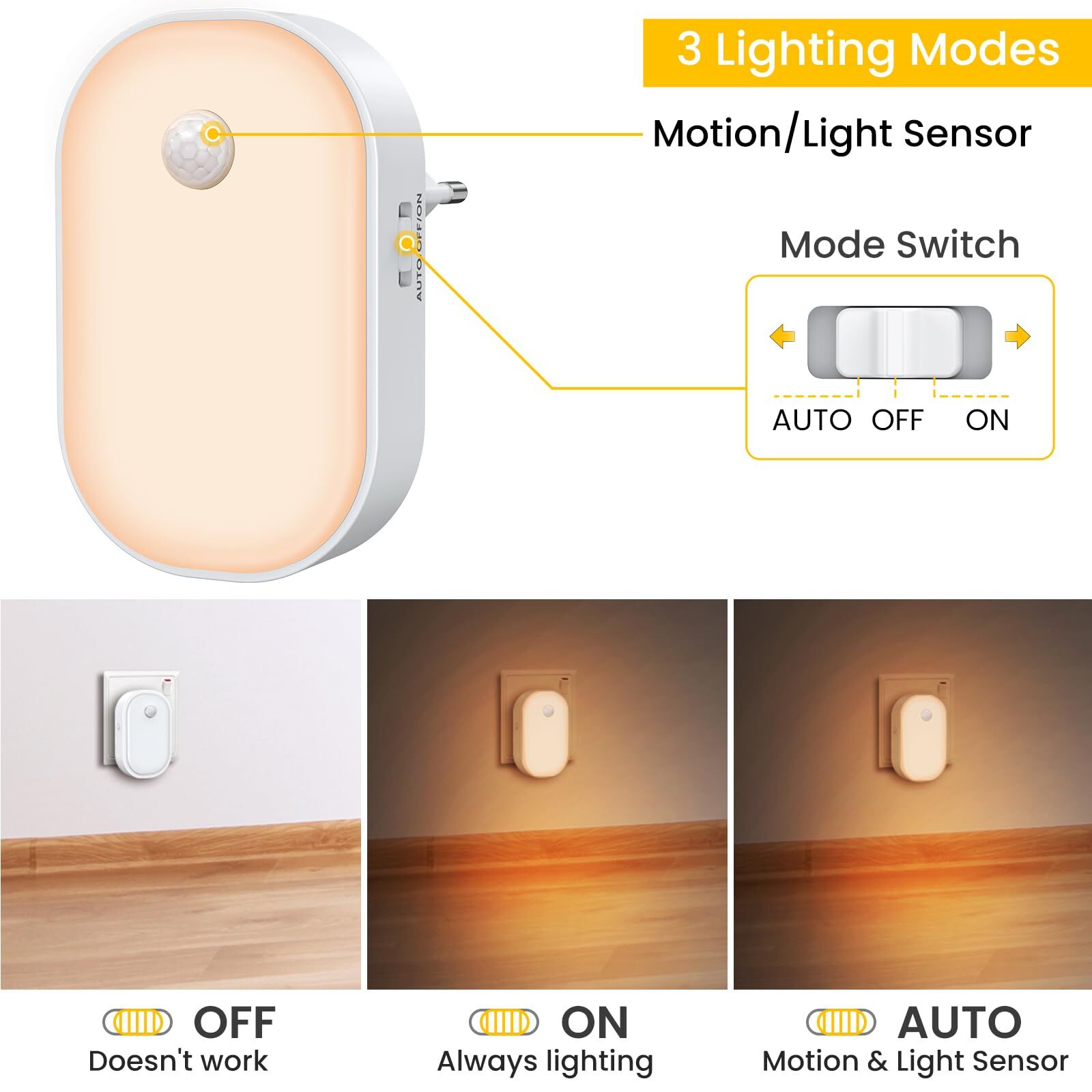 Buy Wholesale China Night Light Socket With Motion Sensor, Pack Of 2 ...