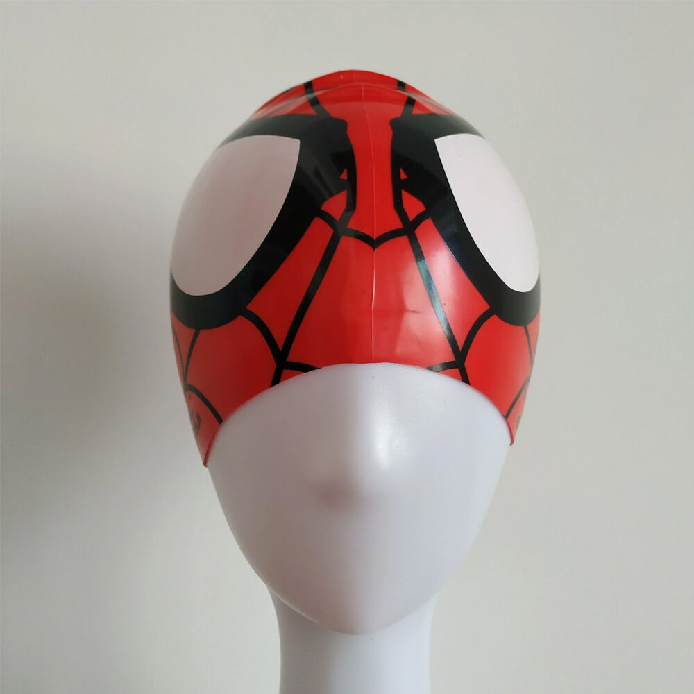 Cartoon Shark Silicone Swimming Cap Kids Spiderman Flowers Children ...