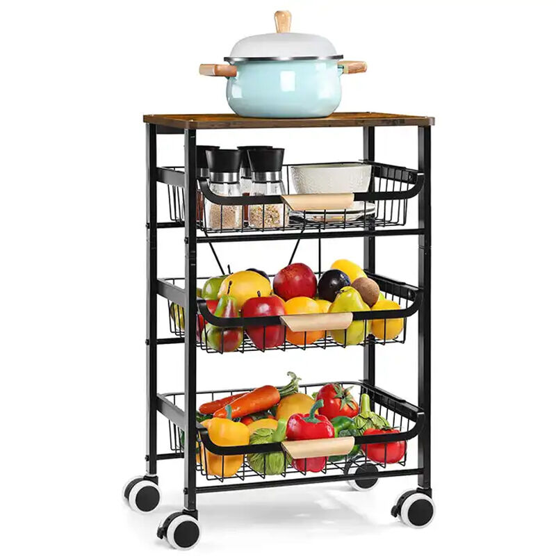 Kitchen 5-layer Storage Car Storage Basket Metal Multi-functional ...