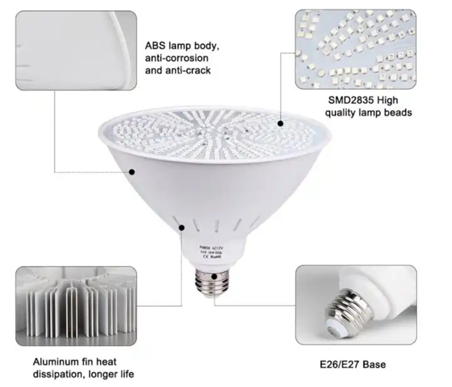 Factory 12v 120v 35w Rgb Led Swimming Pool Bulb E27 E26 Waterproof Ip68 Underwater Landscape ...