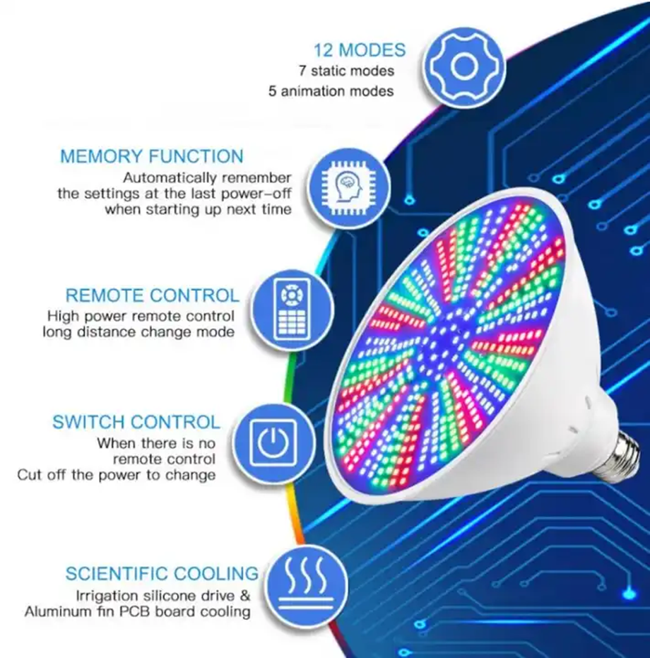 Factory 12v 120v 35w Rgb Led Swimming Pool Bulb E27 E26 Waterproof Ip68 Underwater Landscape ...