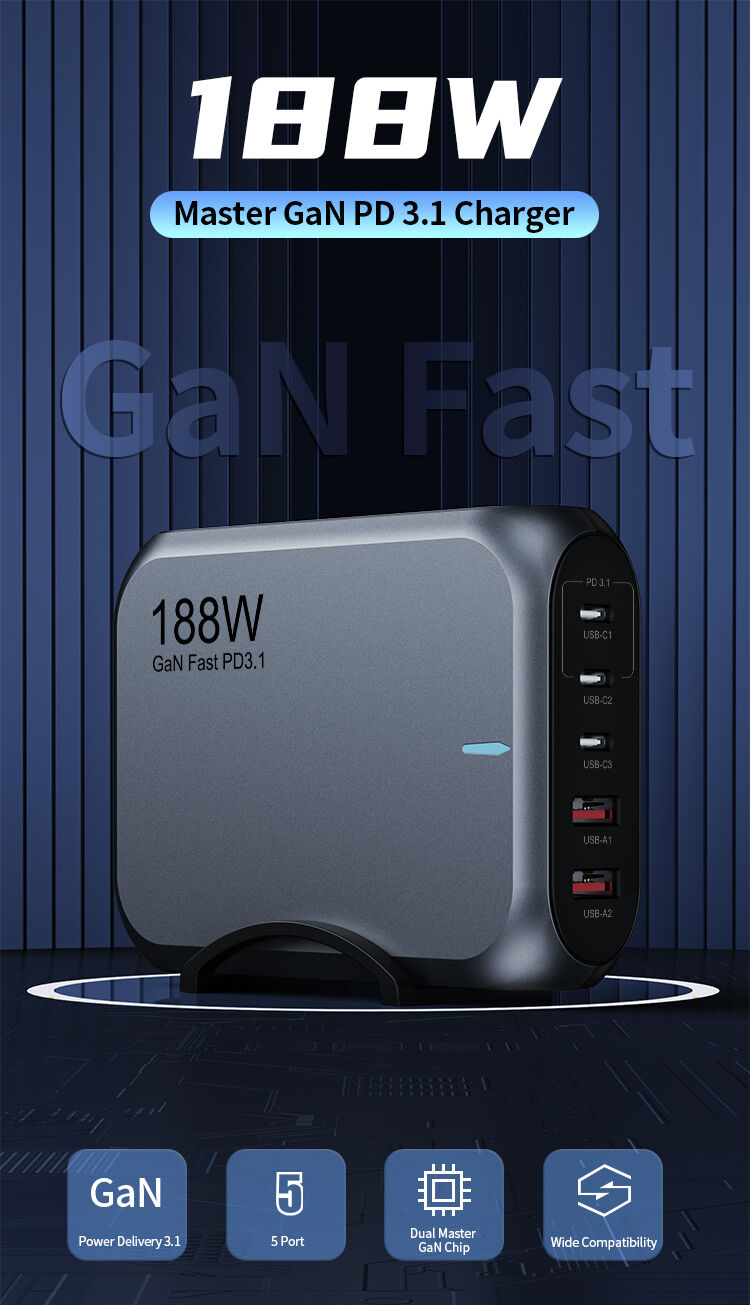 Buy Wholesale China 188w 140w Multi-port Desktop Charger 5 Port Gan Pd ...
