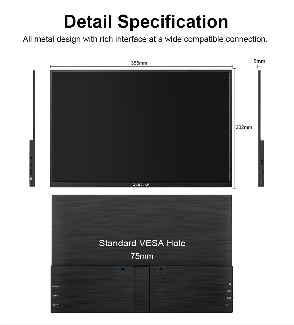 Zeuslap New 16 Inch Portable Gaming Monitor 4k Uhd 100%sgrb 103%ntsc ...