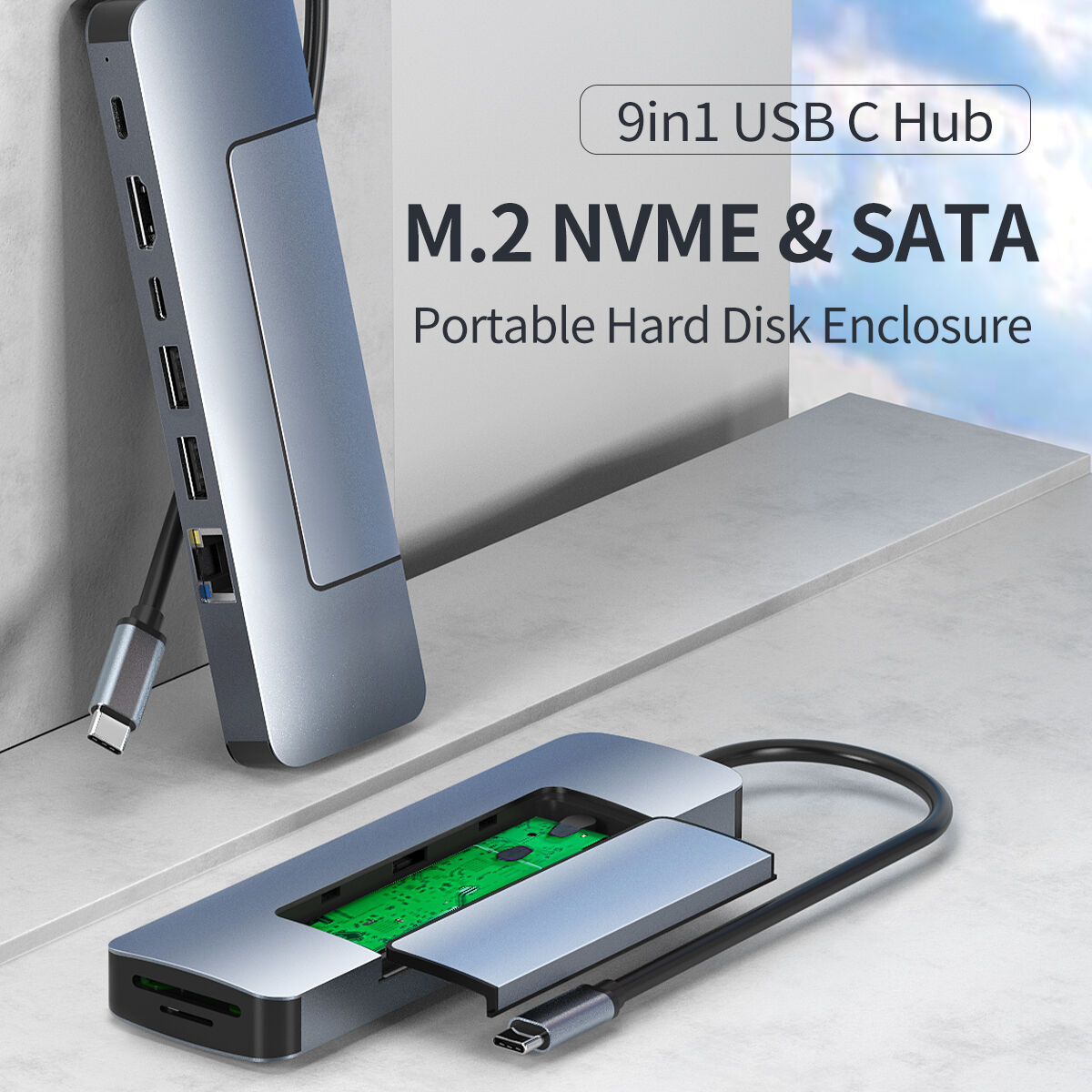 Factory Price Aluminum Alloy 9 Port Usb Hub Withm.2 Ssd Drive 10g ...