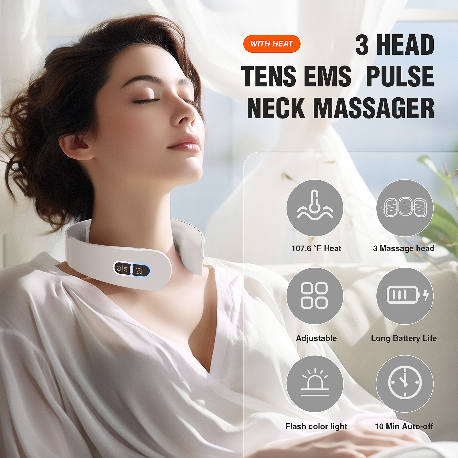 Dual Hands Neck Massager Device Led Neck Lift Massage With Heater ...