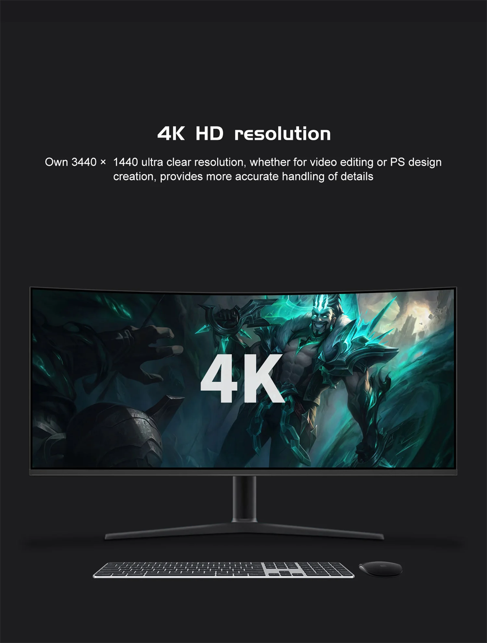 Yunshen Computer Super Wide 34 Inch 4k Gaming Monitor 21 9 Screen Ratio ...