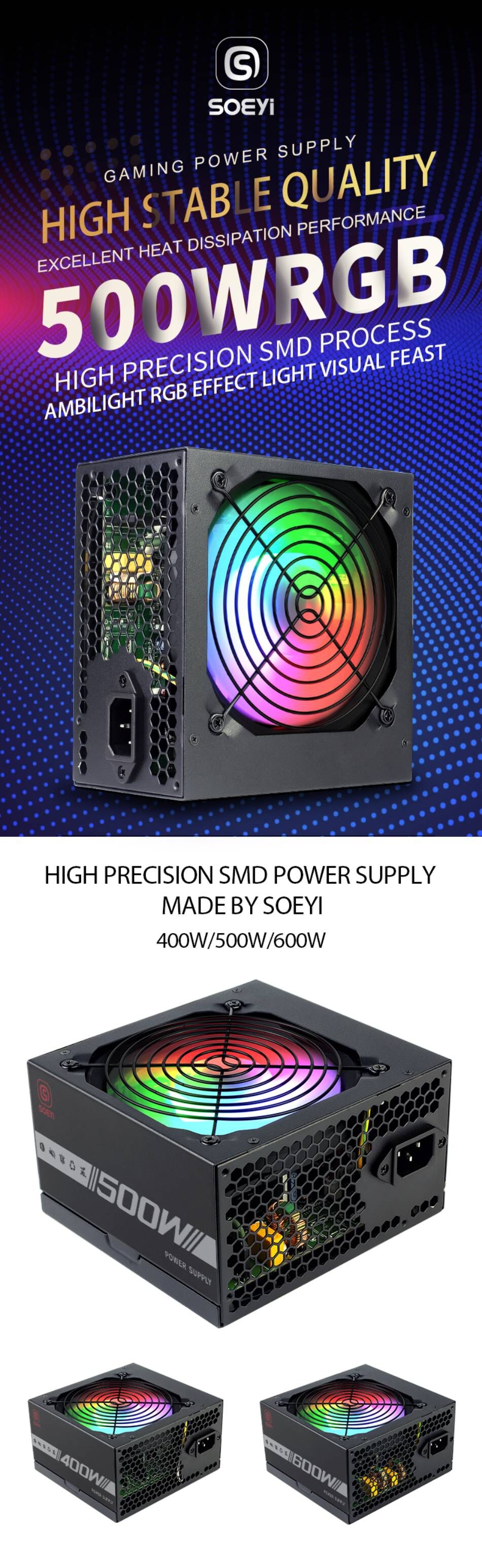 600w 700w 800w Gold 80plus Pc Power Supply Switching Computer Case Atx ...