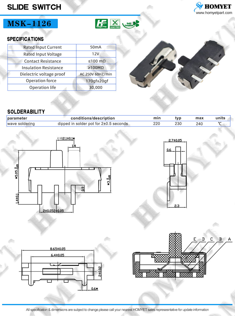 Mini Slide Switch Smd/smt 2-gear 3 Pin Micro Slide Switch With Black ...