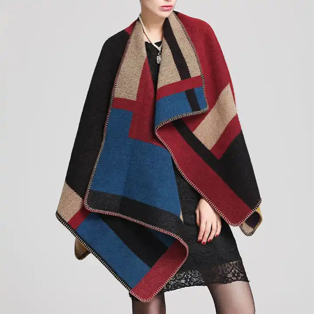 Buy Wholesale China Acrylic Polyester Wool Blend Plus Size Heavy Women Warm Poncho Winter Cape ...