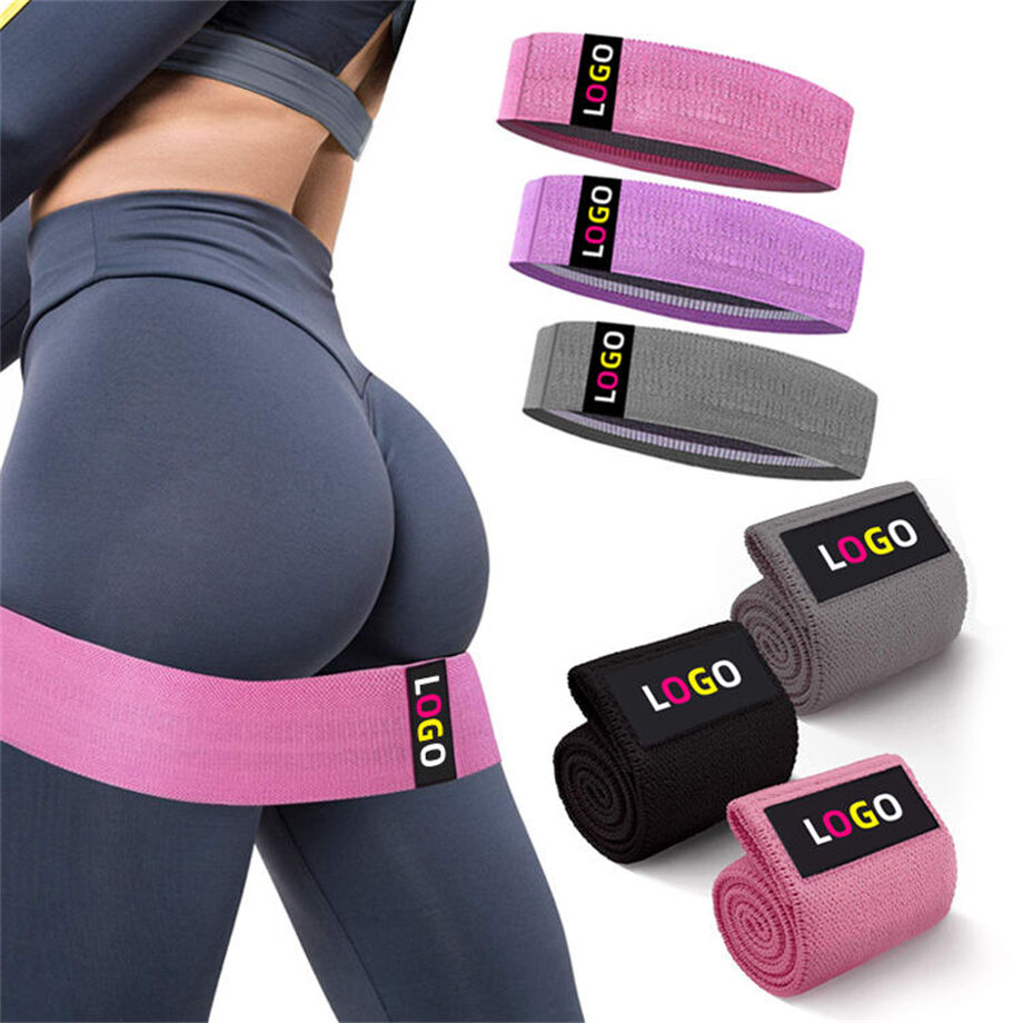 Custom Knitted Risistance Bands Set Non-slip Booty Hip Exercise Bands 3 ...