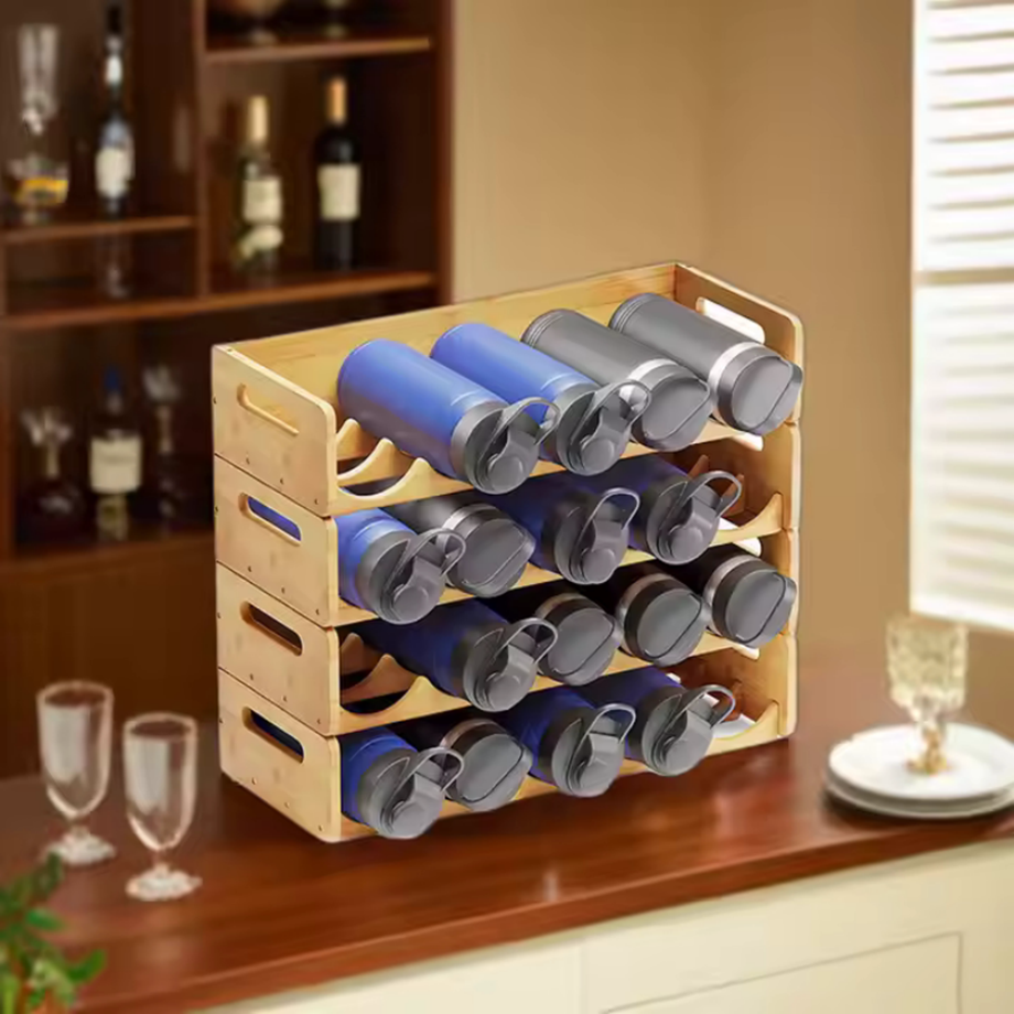 Wooden Water Bottle Storage Rack Hollow-out Water Bottle Storage Rack ...