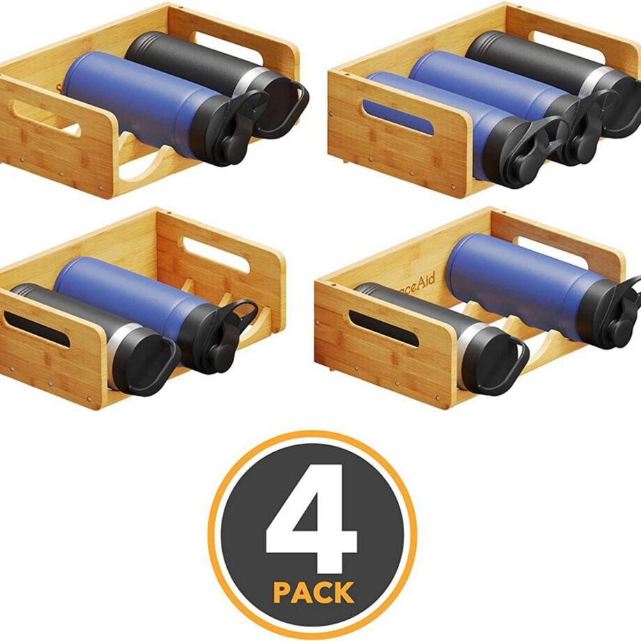 Wooden Water Bottle Storage Rack Hollow-out Water Bottle Storage Rack ...