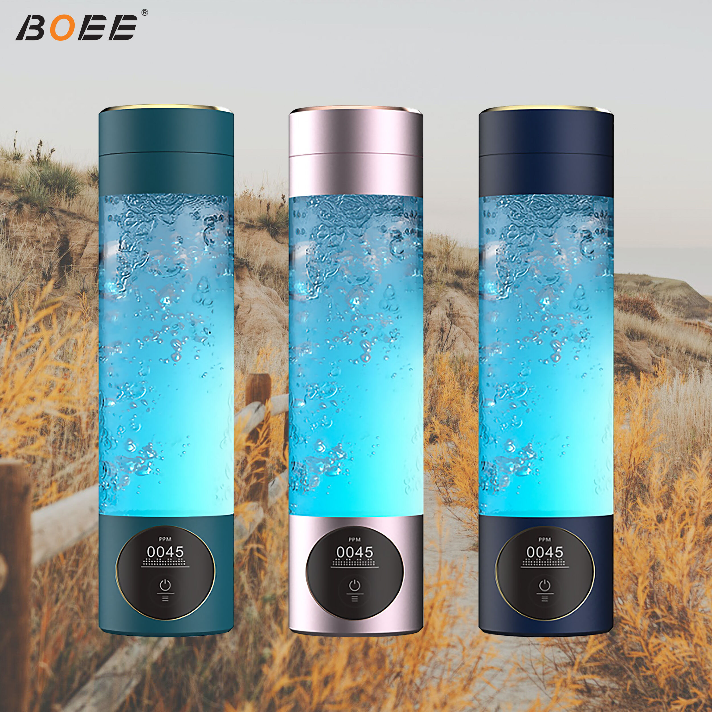 Custom Logo 300ml Usb Rechargeable Glass Hydrogen Water Bottle Camping ...