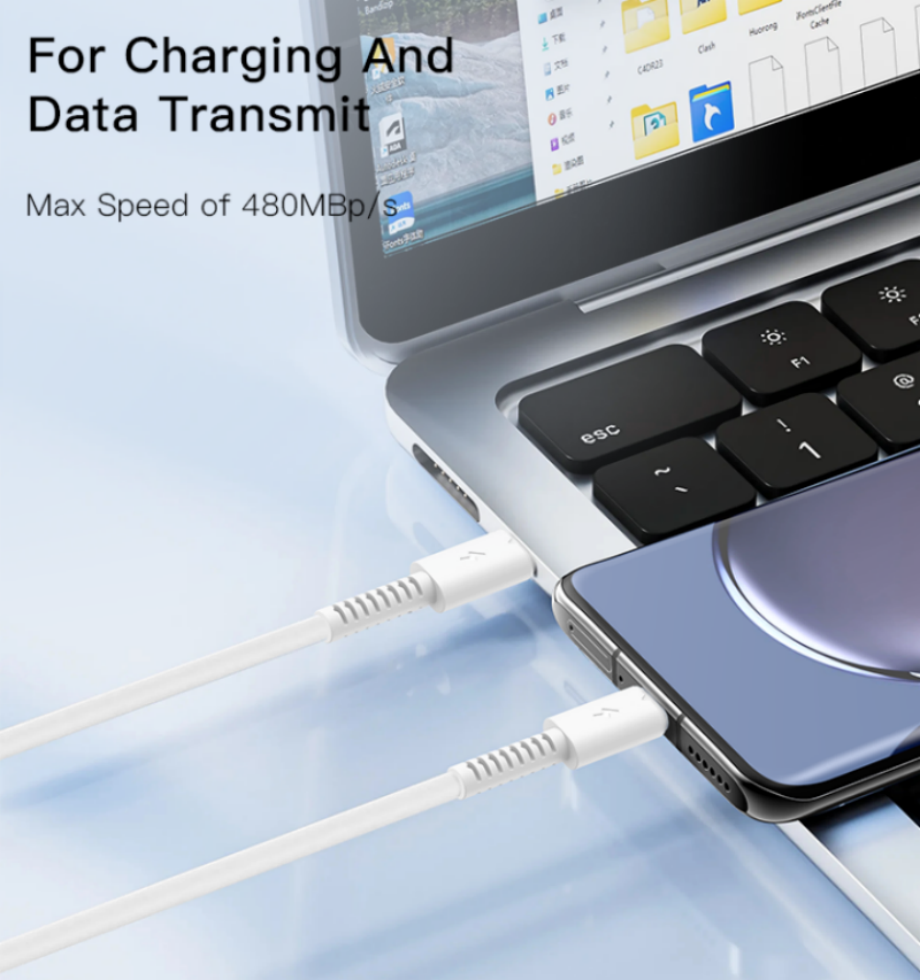 Yesido 1meter 60w Pvc Cable Type-c To Type-c Fast Charge Data Cable ...