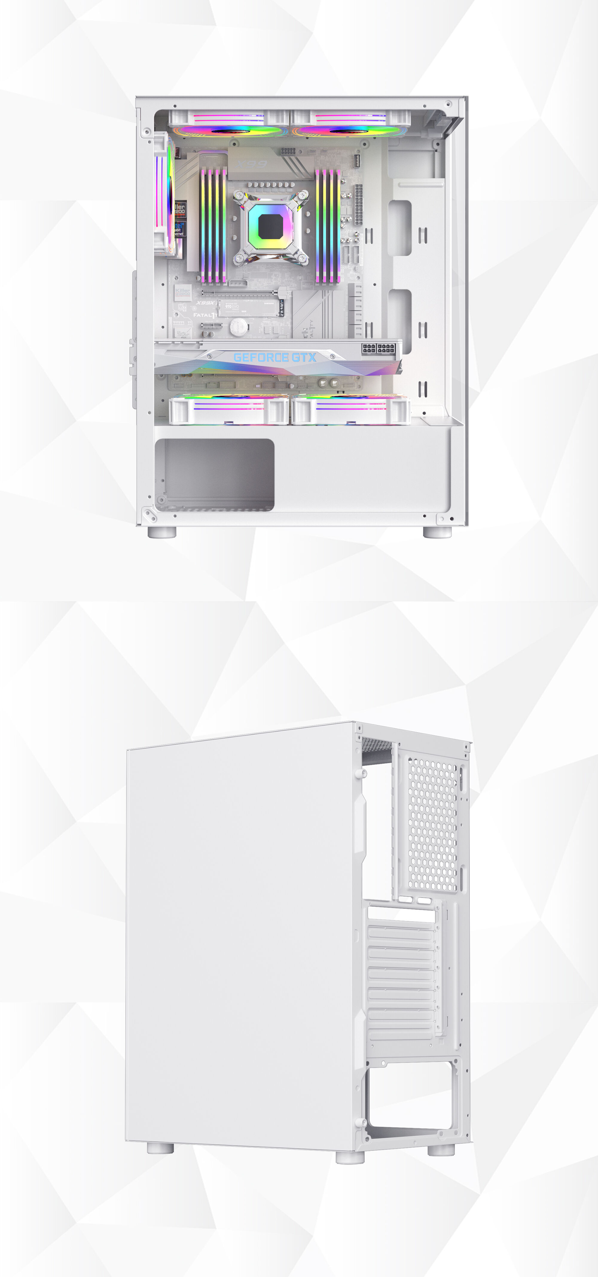 I50 Ecomonic Cheap Gaming 270° Full View Tempered Glass Mid Tower Pure ...