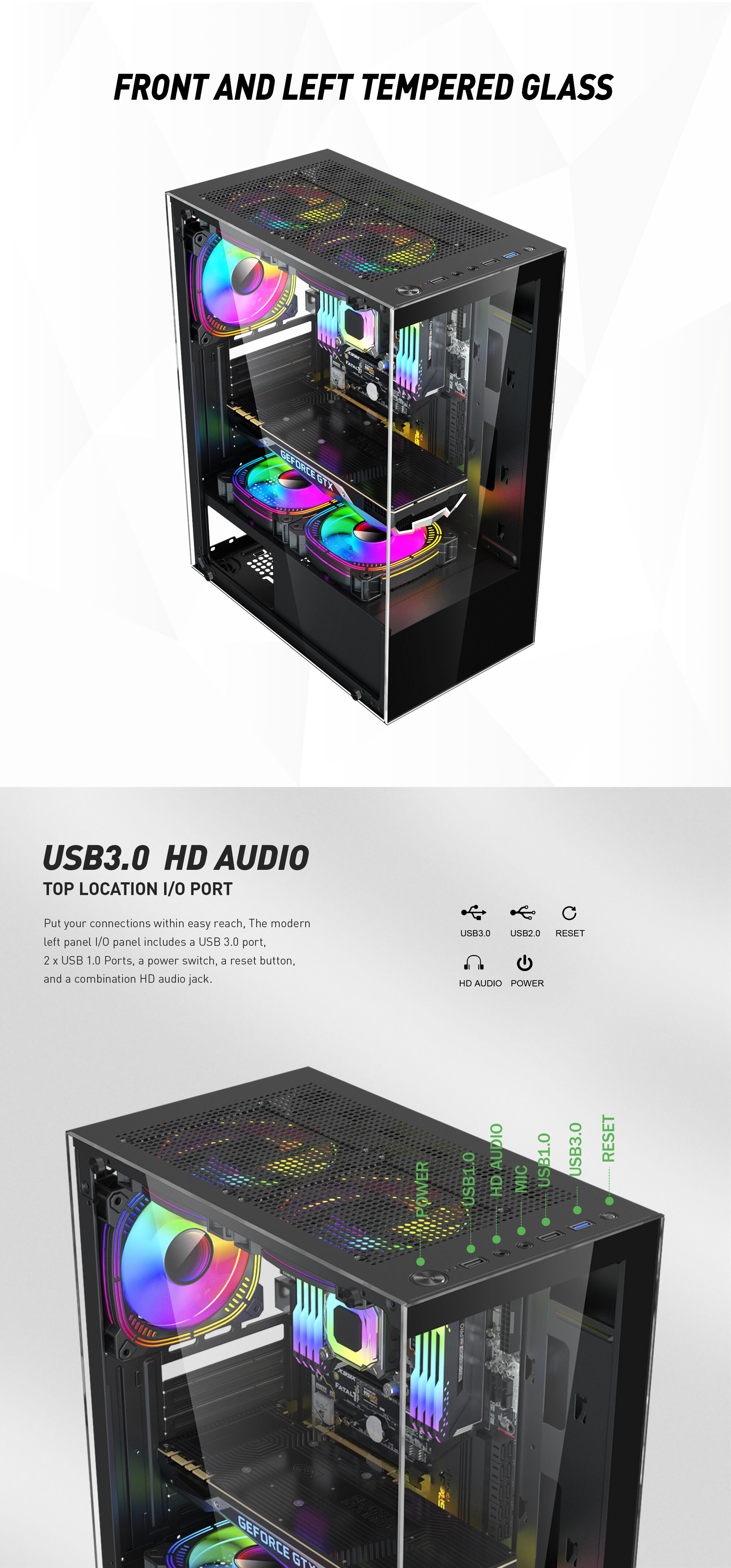 Buy China Wholesale Gaming Pc Case With Infinity Tempered Glass And Usb ...
