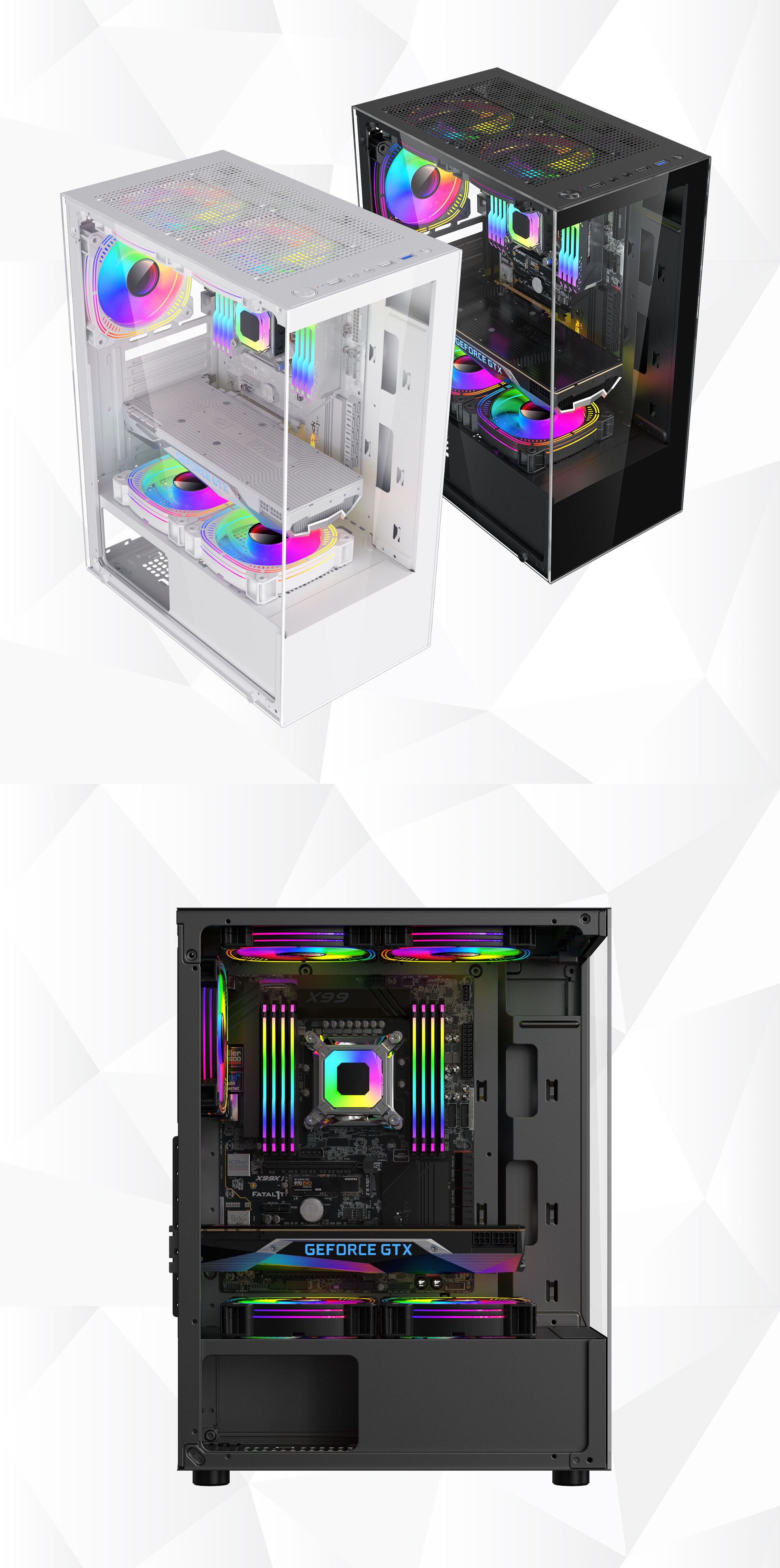 I50 Ecomonic Cheap Gaming 270° Full View Tempered Glass Mid Tower Pure ...