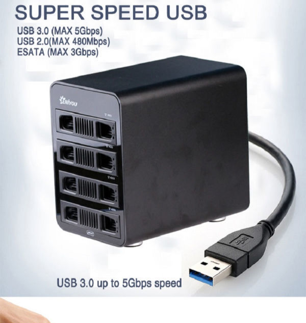 4 Bay Raid Hard Drive Enclosure With Clone Function, Usb 3.0/usb C And ...