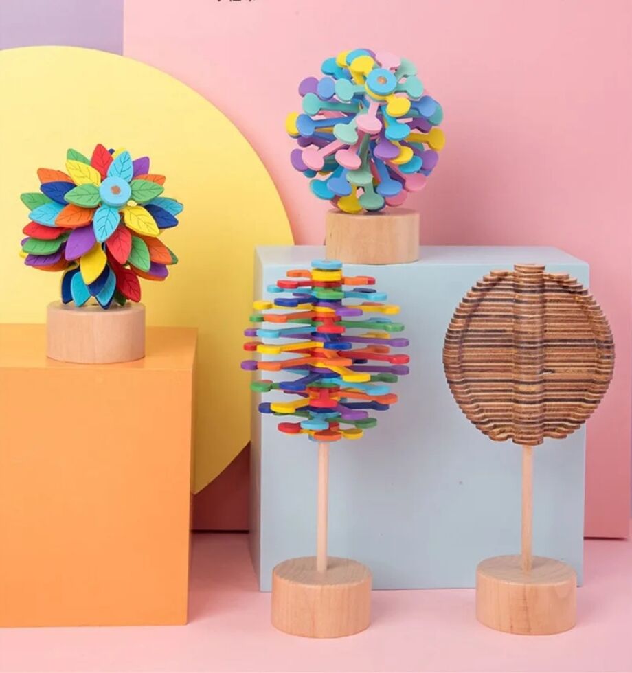 Wooden Rotary Relief Bar Toys Magic Wand Stress Relief Toy For Children ...