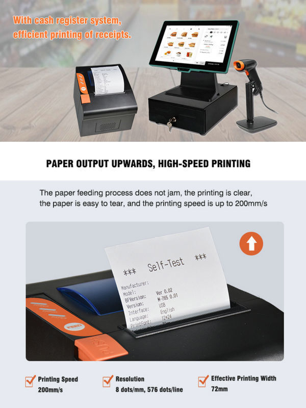 Desktop 80mm Usb Interface Thermal Receipt Printer For Supermarket Hcc ...