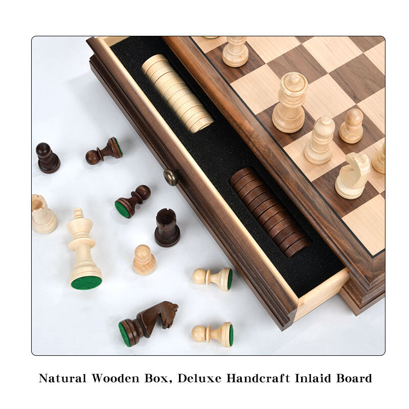 Wooden Chess Set Folding Magnetic Large Board Portable Travel Chess ...