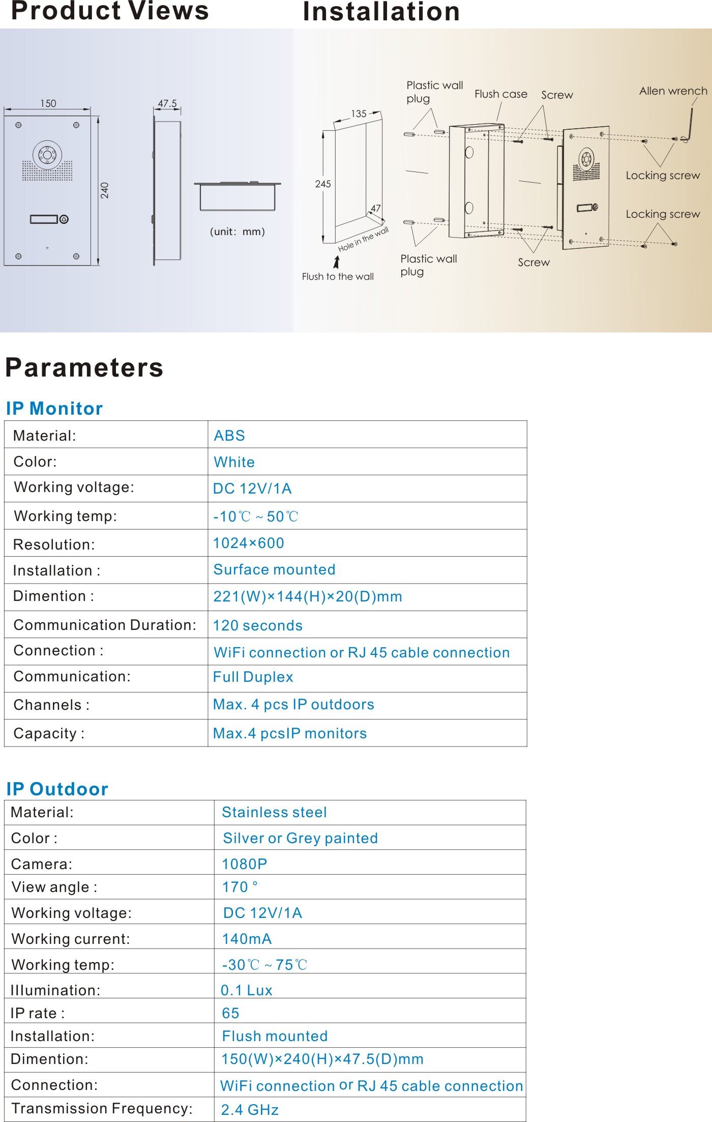 Remote Unlock App Control Ip Intercom System Video Doorbell Hd 1080p ...