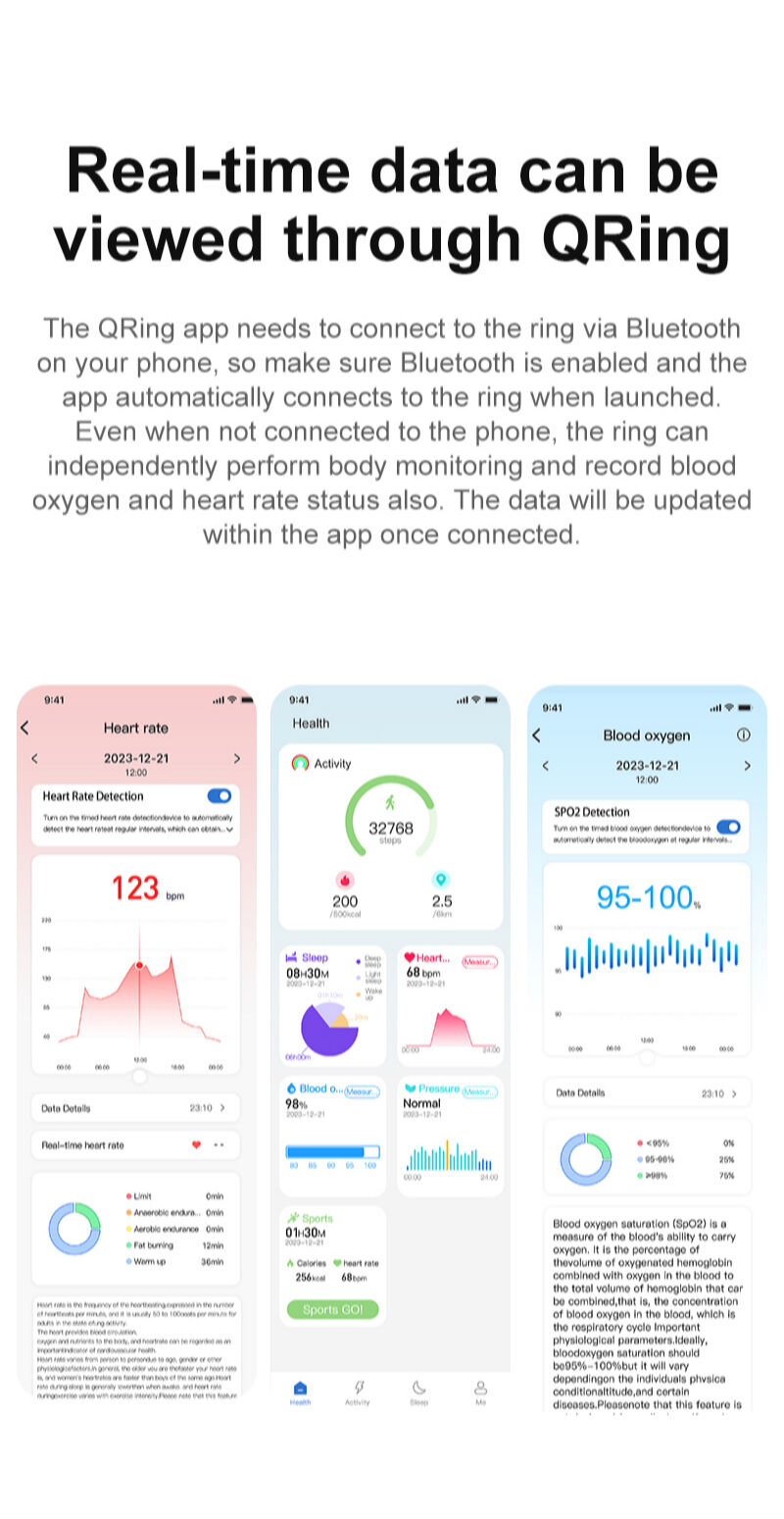 Manufacturer Smart Health Ring(5atm Waterproof Level) With Heart Rate Blood Oxygen Sleep ...