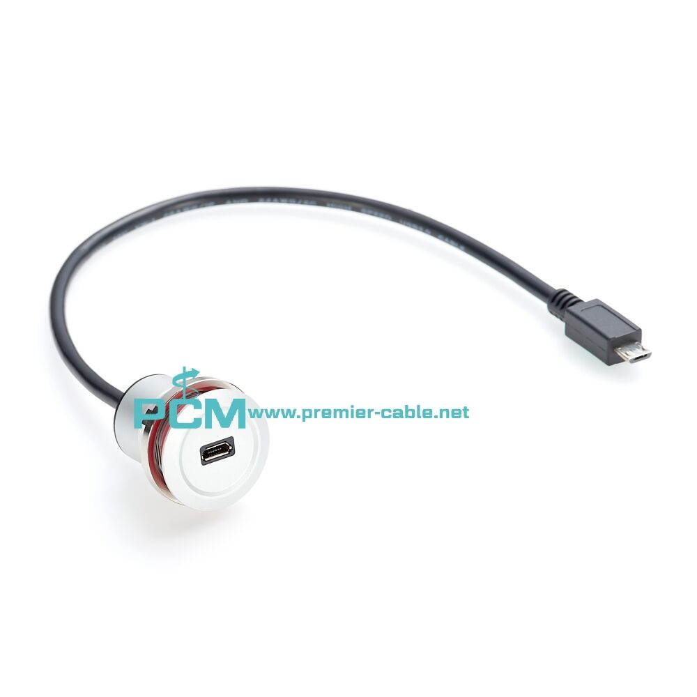 Buy Wholesale China Metal Micro Usb Round Panel Mount Extension Cable ...
