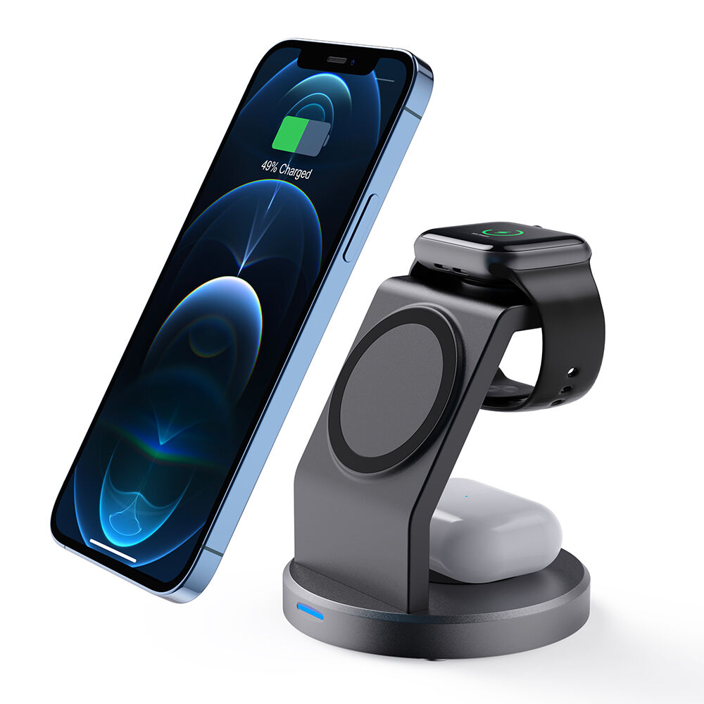 Black Qi2 Magnetic 5w 7.5w 10w 15w 3 In 1 Wireless Charger For Watches ...