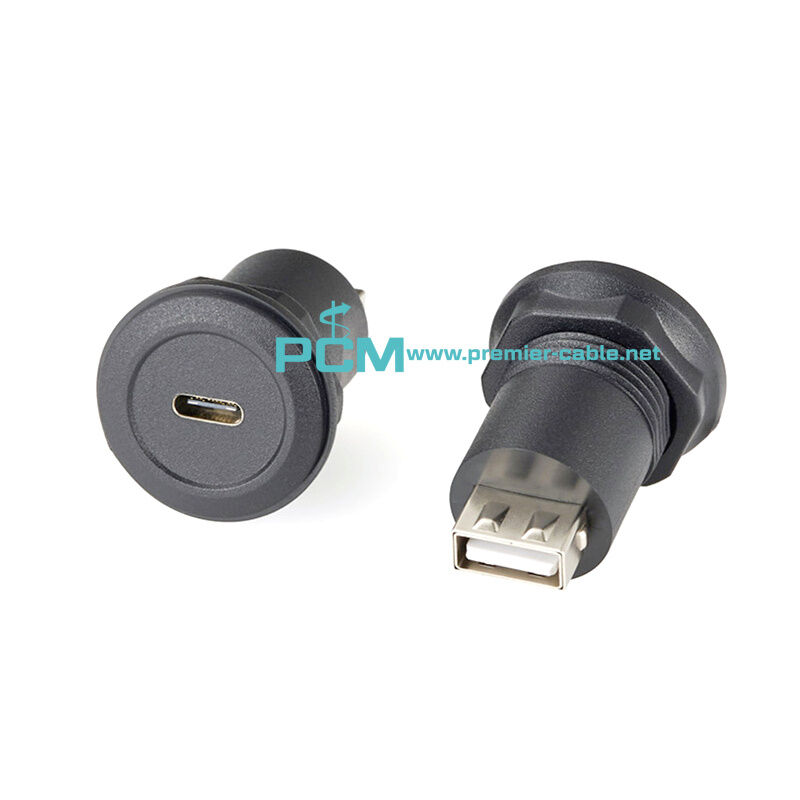Usb C To Usb A Round Panel Mount Adapter Usb C Jack To Usb A Jack Round ...