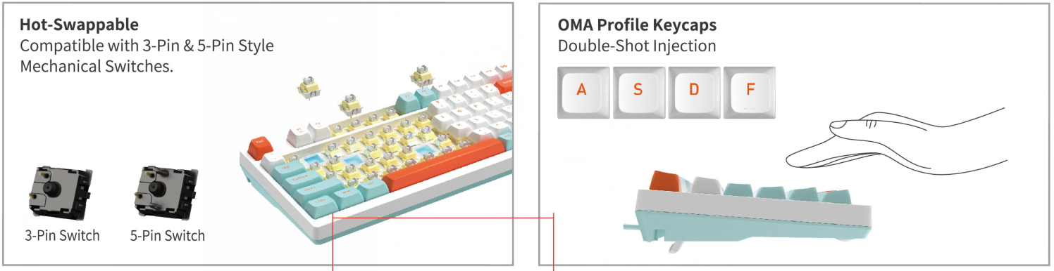 A4tech Fstyler Fs300 Dual Color Wired Mechanical Hot-swappable Switch ...