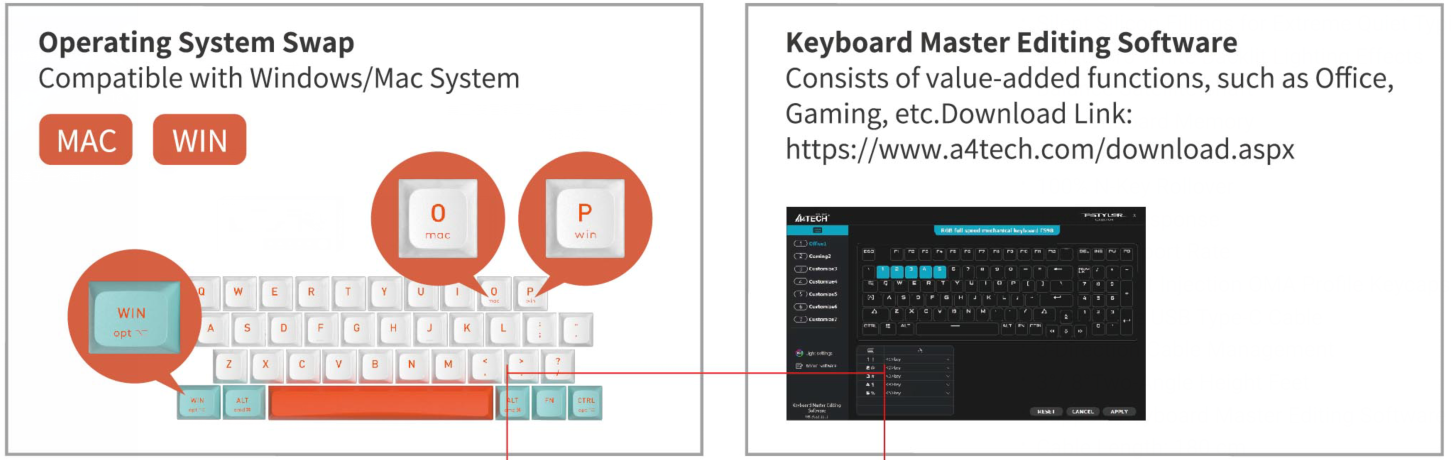 A4tech Fstyler Fs300 Dual Color Wired Mechanical Hot-swappable Switch ...