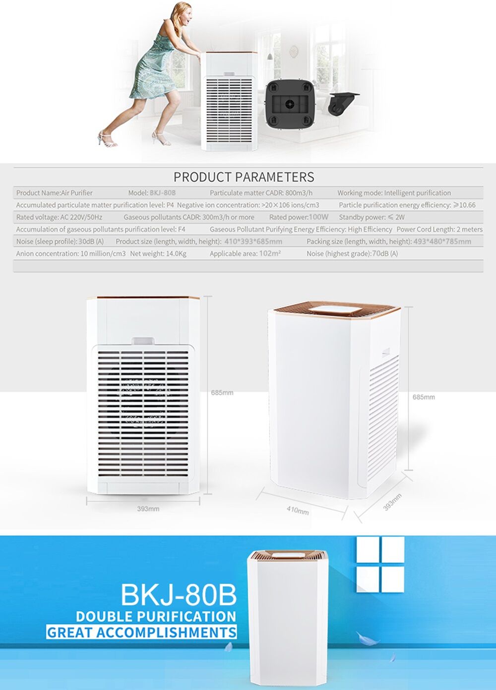 Commercial Large Hepa Touch Screen Operation Panel Ionizer Control Air ...