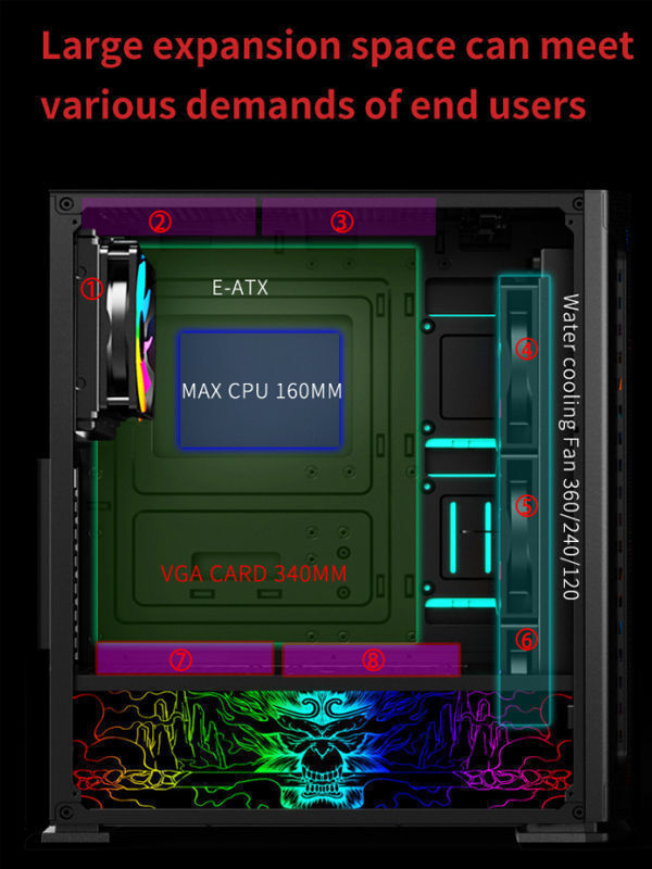 Plastic+mesh Gaming Computer Case Magnetic Dust Filter Computer Casing ...