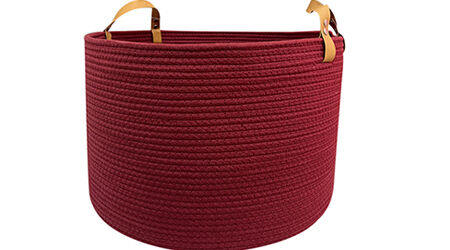 Customized Size Cotton Rope Sturdy Red Laundry Hamper Basket With ...