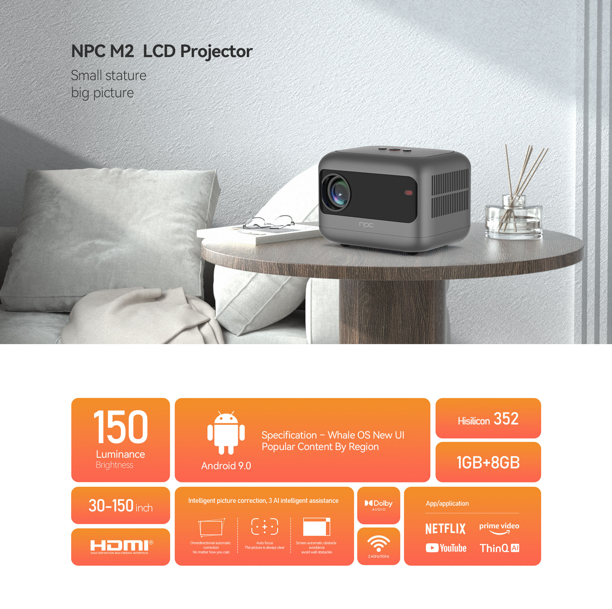 Npc New Arrival M2 Full Hd 1080p Mini Projector Portable Dlp Proyector ...