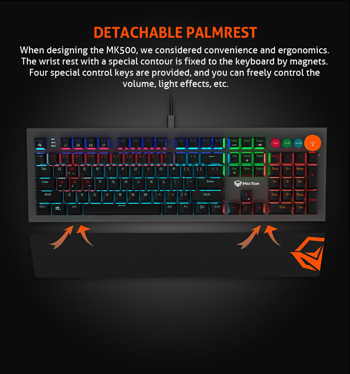 Meetion Mt-mk500 Standard 104 Keys Layout Computer Rgb Colorful Backlit ...