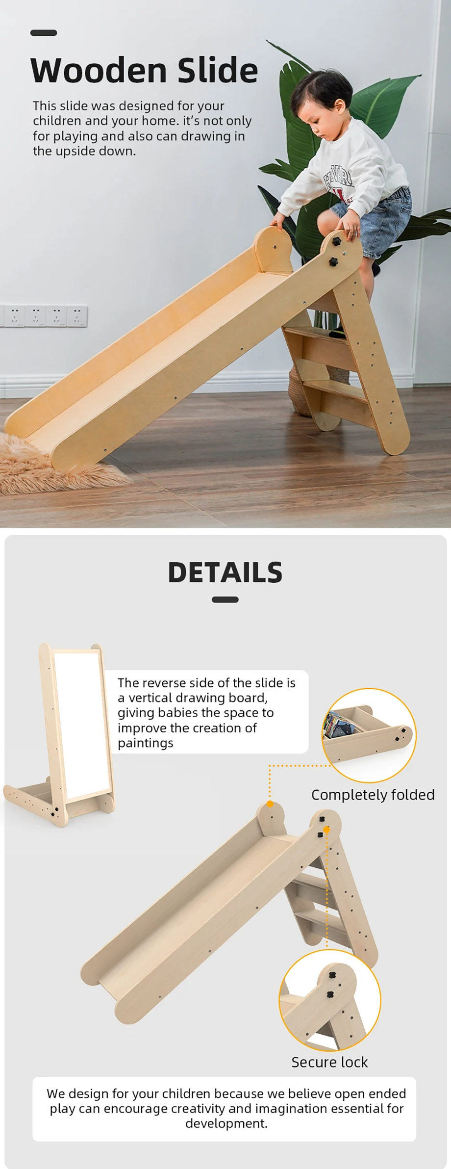 Montessori Playroom Furniture Indoor Wooden Slide For Kids Toys For ...