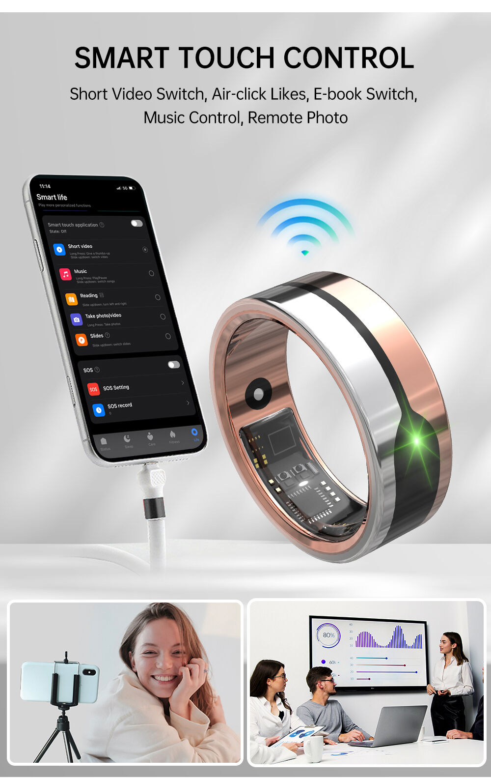 Buy China Wholesale Wireless Smart Touch Health Ring Heart Rate Sport ...
