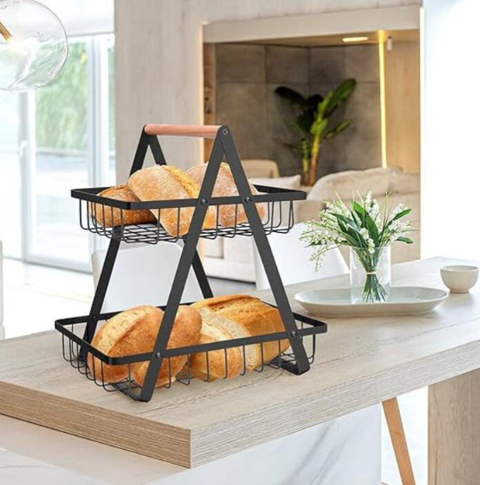 Removable Fruit Basket Assembly Three Wooden Baskets Living Room ...