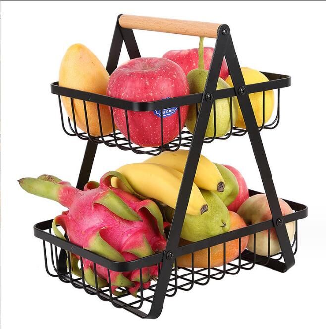 Removable Fruit Basket Assembly Three Wooden Baskets Living Room ...