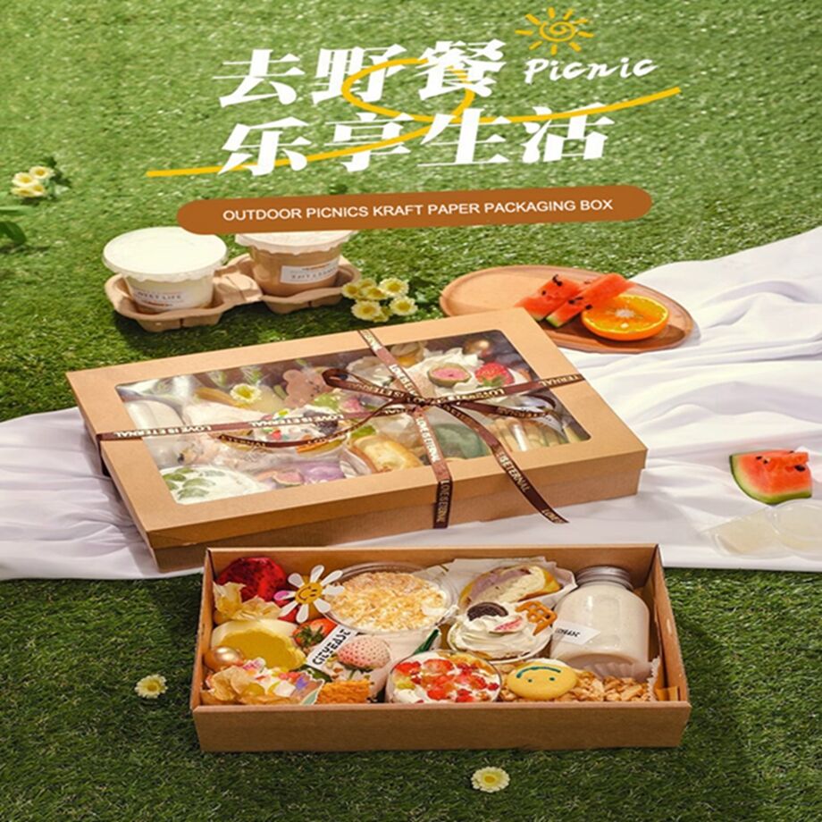 Wholesale Disposable Kraft Paper Simple Picnic Box Camping Barbecue ...